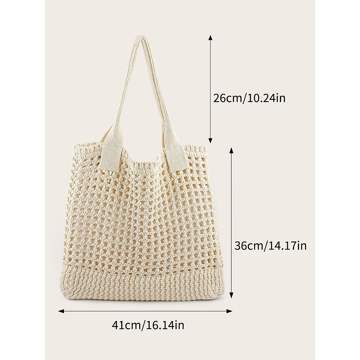 ENBEI Womens Large Beach Tote Bags Shoulder Handbags knit bag Tote bag aesthetic for Beach Crocheted tote cute Tote bags (white)