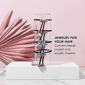 Pulleez Ponytail Holder -3 pc Gift Set with Metal Star, Paw, Facet Ball Charm Collection- Adjustable, For Thick and Thin Hair, No Slip, No Hair Breakage or Bumps -3pk (Silver)