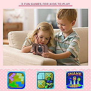 Andoer 1080P Kids Digital Camera Mini Video Camera for Kids 48MP 2.4 Inch IPS Screen Dual Lens Built-in Battery with 32GB Memory Card & Card Reader & Desktop Tripod Birthday for Kids