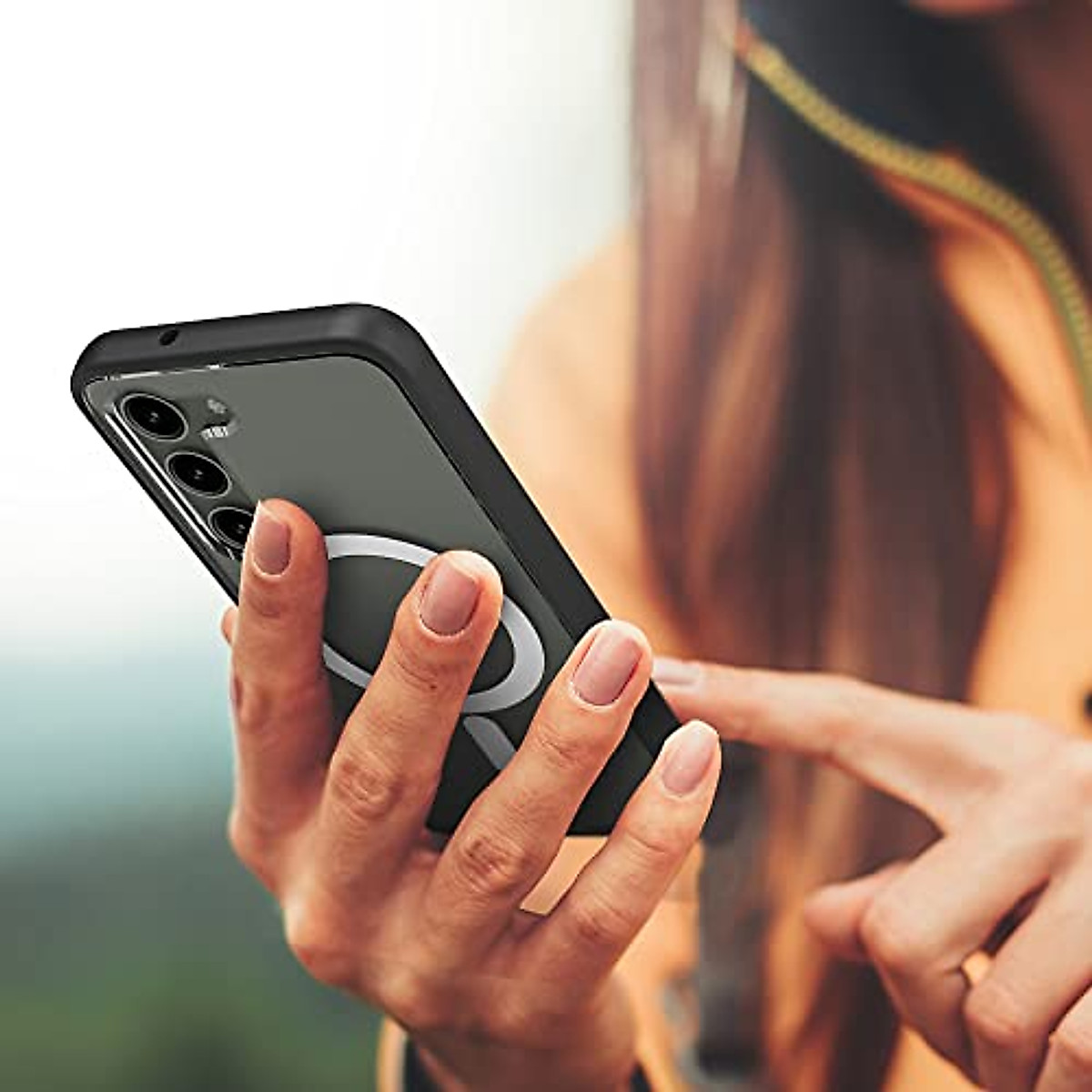 Encased Magnetic Case with Wireless Charger Included - for Samsung Galaxy S23 Plus - Compatible with MagSafe Accessories (Clear/Black)