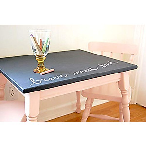 Chalkboard Blackboard Paint - Brush on Wood, Metal, Glass, Wall, Plaster Boards Sign, Frame or Any Surface. Use with Chalk Pen Wet Erase, Non-Toxic - Matte Finish [Black] - (8.5oz Cover 32 sf)