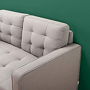 ZINUS Benton Loveseat Sofa / Grid Tufted Cushions / Easy, Tool-Free Assembly, Stone Grey