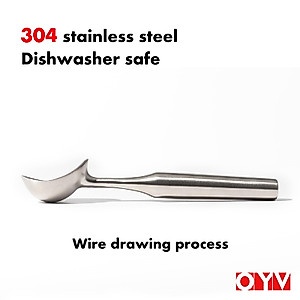 OYV Stainless Steel Ice Cream Scoop, Ergonomically Designed Handle for Comfort, Heavy Duty Ice Cream Scooper, One-Piece Design Ice Cream Scoops, Dishwasher Safe.