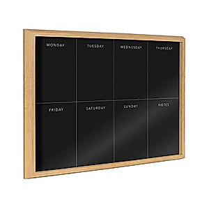 Kate and Laurel Blake This Week Framed Printed Glass Dry Erase Board by The Creative Bunch Studio, 18x24 Natural, Printed Glass Wall Décor