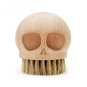 Suck UK | Skull Brush | Wooden Shoe Brush Or Boot Brush | Soft Scrub Dish Brush for Kitchen & Household Cleaning | Gothic Decor Nail Brush & Pedicure Supplies | Skull Gifts | Spooky Scrub Brush