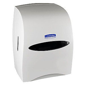 Sanitouch Hard Roll Paper Towel Dispenser (09991), Hands-Free Pull Dispensing, White