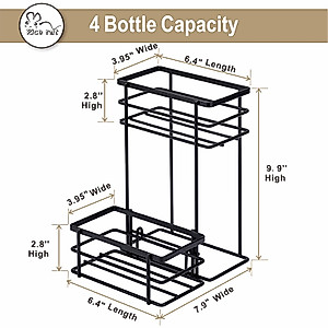 Coffee Syrup Organizer Rack, (4 Bottle Capacity),2 Tier Coffee Syrup holder for Coffee Bar Accessories,Kitchen,Storage for Syrup, Wine, Dressing（Black）