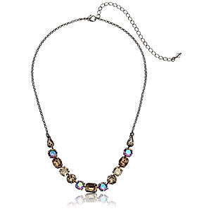 Sorrelli Tansy Half Line Tennis Necklace, Antique Silver-Tone Finish, Mirage