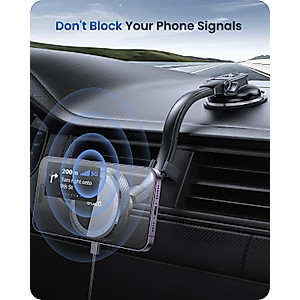 OQTIQ Compatible for MagSafe Car Mount [Larger Size Suction Cup for Dash], Magnetic Phone Mount for Car Dashboard Car Holder Fit for iPhone14 13 12 Pro Max Mini MagSafe Case