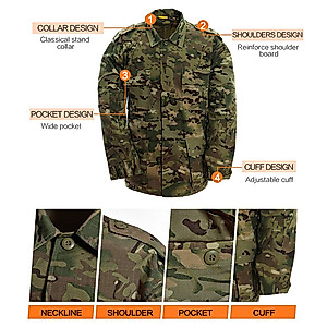 LANBAOSI Men's Tactical BDU Uniform Combat Suit Military Shirt Jacket Coat and Pants Set