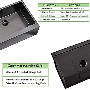 33 Inch Matte Black Farmhouse Sink- Wesliv 33x22 Inch Black Stainless Steel Farmhouse Sink Flat Apron Front Sink 16 Gauge Stainless Steel Farmhouse Kitchen Sink Deep Single Bowl Farm Sink