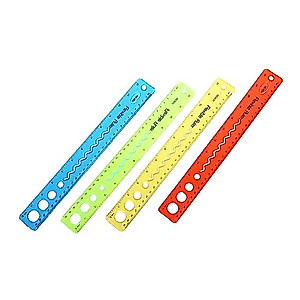 Color Flexible Ruler Soft Bendable Plastic Clear Rulers Shatterproof Safety Kids School Supplies for School and Office Circle Ruler