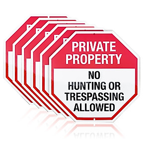 KOTTO Posted Signs No Trespassing No hunting signs, Posted Signs No Hunting or Trespassing Signs, Heavy Duty, Weather Resistant, 6 Pack 12" Rustproof Aluminum Posted Signs
