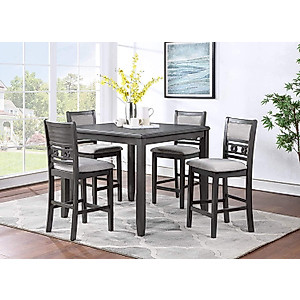 New Classic Furniture Gia 5-Piece Counter Set with 1 Table and 4 Chairs, 42-Inch, Gray