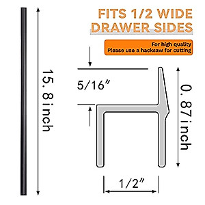Chinco 2 Pieces PVC Drawer Hanging File Rails Black File Cabinet Rails for Hanging Files 1/2 Drawer Sides Letter Size File Storage Hanging File Organizer (16 Inch)