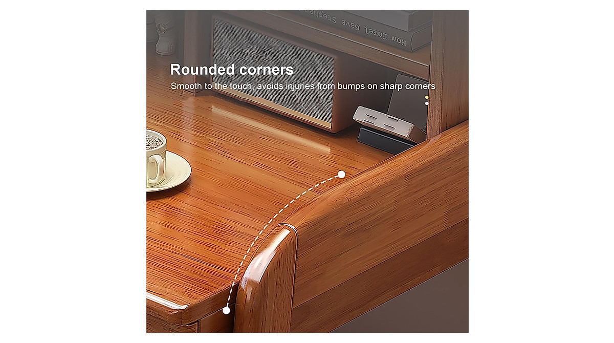 Solid Wood Modern Desk with Storage - Home Office Workspace