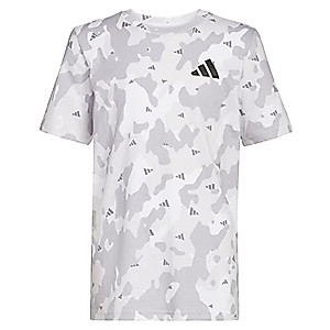 adidas Boys' Little Short Sleeve Cotton Camo Print T-Shirt, White, 7
