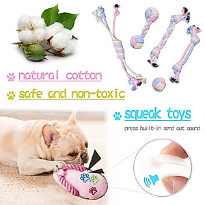BENSEAO Puppy Chew Toys for Teething Puppy Toys Small Dog Toys Puppy Teething Toys Dog Chew Toy Rope Balls Interactive Teeth Cleaning Tug Toys Storage Basket