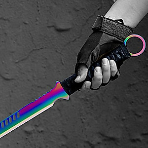 DISPATCH Full Tang Tactical Katana Ninja Sword Machete Fixed Blade Combat Stainless Steel Blade with Sheath for Hunting, Outdoor Camping, Survival