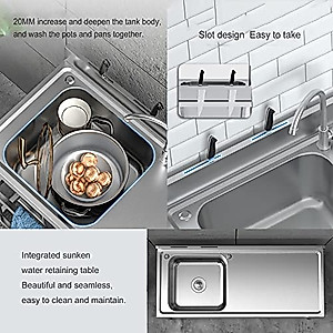 304 Stainless Steel Utility Sink, Commercial Restaurant Kitchen Workbench Single Bowl Sink, Fish Cleaning Table, with Back Splash, Knife Holder, for Home Laundry Room Garage Bar Restaurant (Color : S