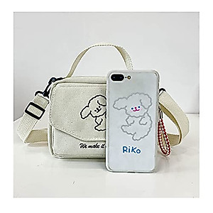 NCDUANSAN Kawaii Backpack Girl People Messenger Bag Mini Small Backpack Cute Korean INS Puppy Pattern(White)