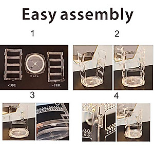 Cq acrylic 360 Rotating Earring Holder Organizer Clear Jewelry Displays Dangle Earinging Rack Necklace Bracelet Carousel Tree Towers,4 Tier Hanging Earring Display Stands For Selling,Pack of 1
