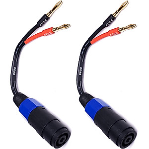 CNCESS CESS-004 Banana Plug to Female Speakon Speaker Adapter Cable 12AWG - 2 Pack (4mm Banana)