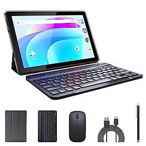 ATOZEE Tablet 10 Inch Android 14 Tablet with Keyboard Tablets Include Case Mouse Stylus 8GB RAM 64GB ROM 1TB Expandable Tablet 2MP+8MP Dual Camera 6000mAh Battery 5G WiFi-6 Bluetooth 2 in 1 Tablet PC