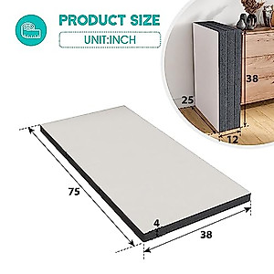 HWGEBY 4 Inch Twin Mattress, Trifold Mattress with Breathable & Washable Cover, Foldable Mattress for Camping, Guest, Floor RV, CertiPUR-US Certified, Folding Mattress - 75" x 38" x 4" (Twin