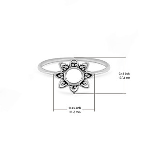 Boma Jewelry Sterling Silver Balinese Style Sunflower Ring, Size 7