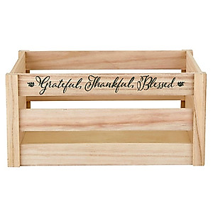 Storage Boxes - Heartfelt Collection - Set of 2 Farmhouse Style Nesting Wood Storage Crates, Small and Large, Grateful