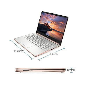 2023 Newest HP Laptops for College Student & Business, 14'' HD Computer, Intel Celeron N4120(4-core), up to 2.60 GHz, 16GB RAM, 576GB(64GB SSD+512GB Card), HDMI, Rose Gold, Windows 11, ROKC HDMI Cable