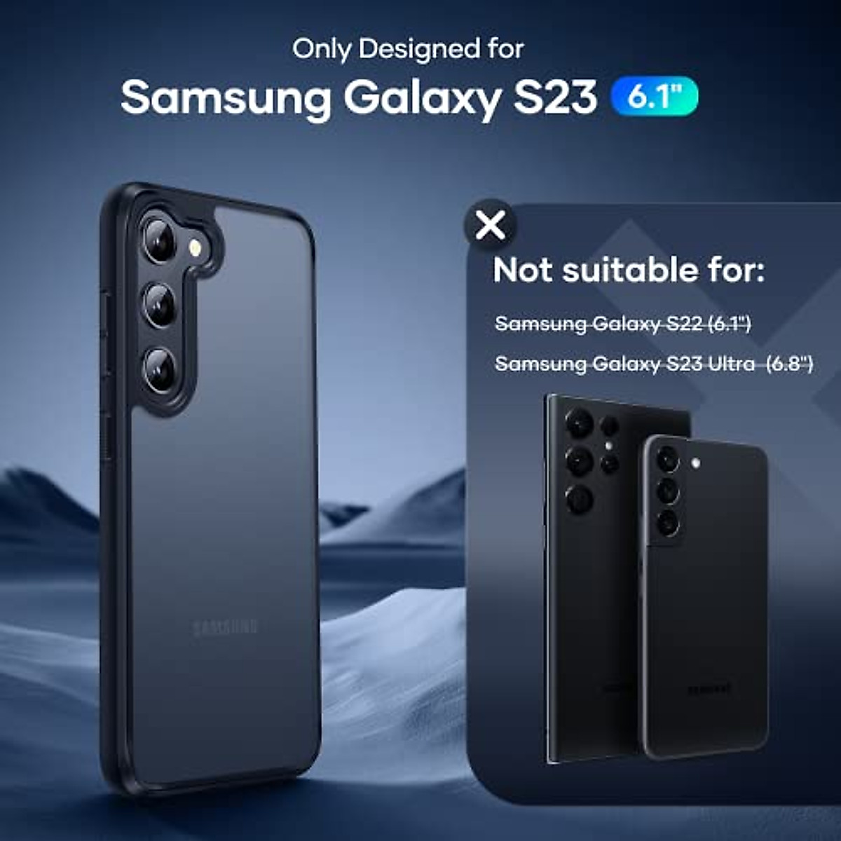 Simtect Shockproof for Samsung Galaxy S23 Case [Military Grade Drop Tested] [Ultimate Silky Touch] Translucent Matte Hard Back & Soft Edge Slim Protective Phone Case for Galaxy S23 5G 6.1"-Black