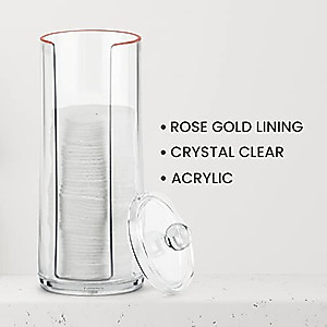 DecorRack Cosmetic Cotton Pad Holder for Vanity, Crystal Clear, Acrylic, Makeup Remover Cotton Rounds Organizer and Dispenser, Storage Display Rack with Lid