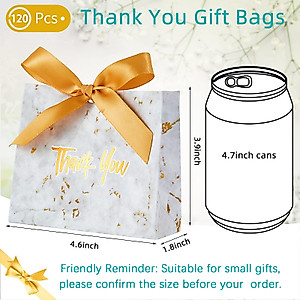 120 Pack Small Thank You Gift Bags Boxes Mini Pink Party Favor Gift Bags with Bow Ribbon Treat Boxes Mini Paper Bags for Wedding Baby Shower Party Favors Bridesmaid Celebration (White, Marble Style)