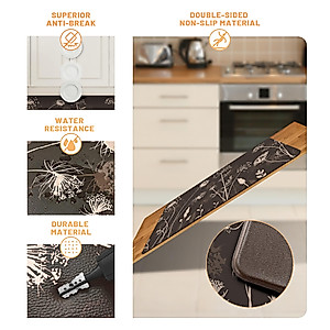 Witzest Blue Modern Kitchen Mat Cushioned Anti-Fatigue Kitchen Rug Set of 2, Non Slip Waterproof Kitchen Mat and Comfort Memory Foam Kitchen Matt Standing Stress Mat for Kitchen Floor, Sink, Corner