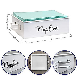 Home Acres Farmhouse Napkin Holders for Tables & Kitchen - Rustic Country Style Dispenser for Dinner Napkins - White