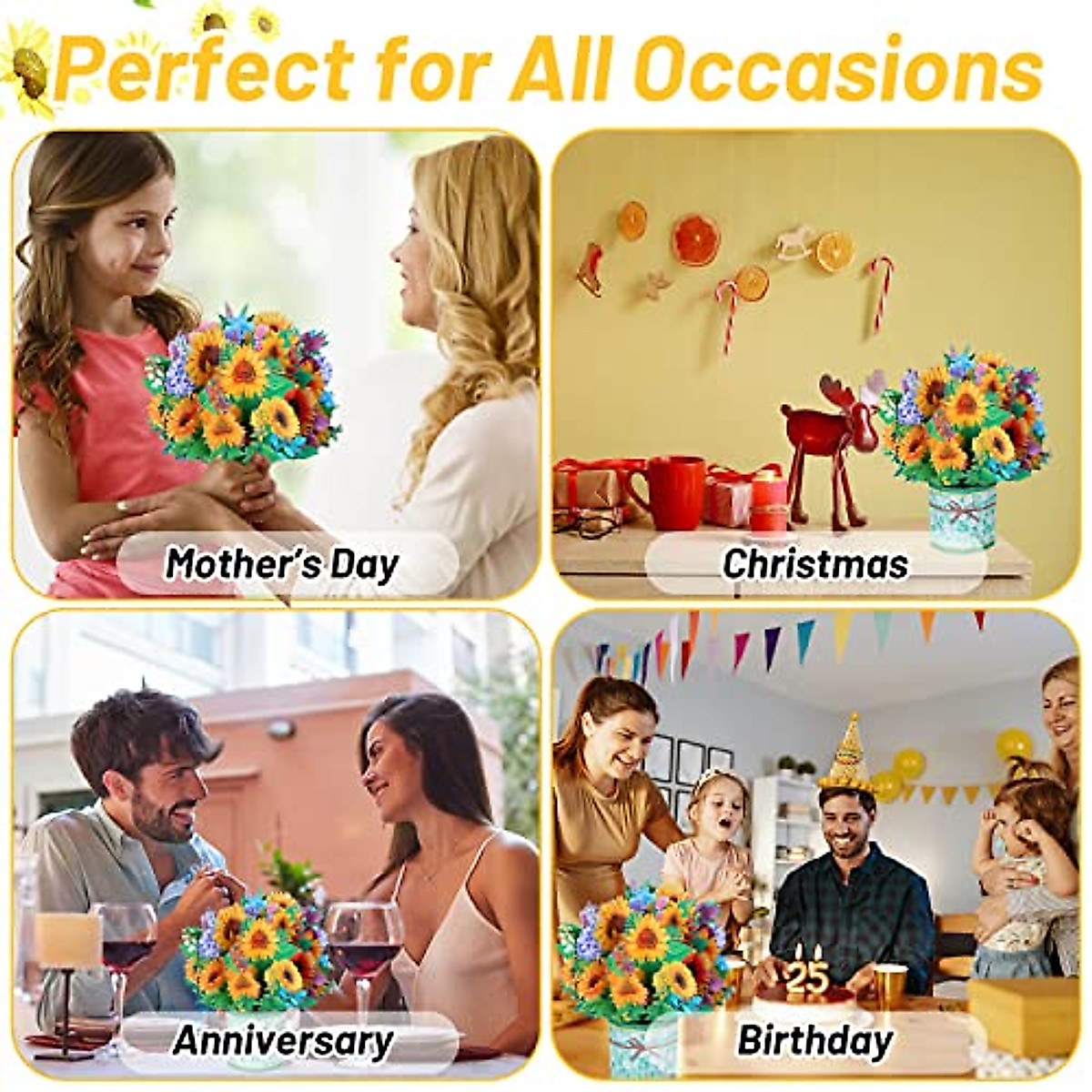 Get Well Soon Pop Up Cards, 3D Paper Flowers Bouquet Greeting Cards Sunflower Birthday Popup Cards Congratulations Gifts for Women Boss Best Friends Mother Parents Birthday Anniversary