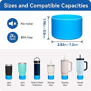Prurex 2 PCS Silicone Protective Boot Compatible with Stanley Quencher H2.0 20 &30 oz,Bottom Sleeve Cover Fits All 2.75-2.85" Bottom Bottle & Tumblers, Anti-Slip, BPA-Free (Rose Red)