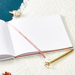 TRULIVA Rose Gold Wedding Guest Book, Sign in Book for Wedding Reception, 9"x7", Hardcover (Unlined, Guestbook)
