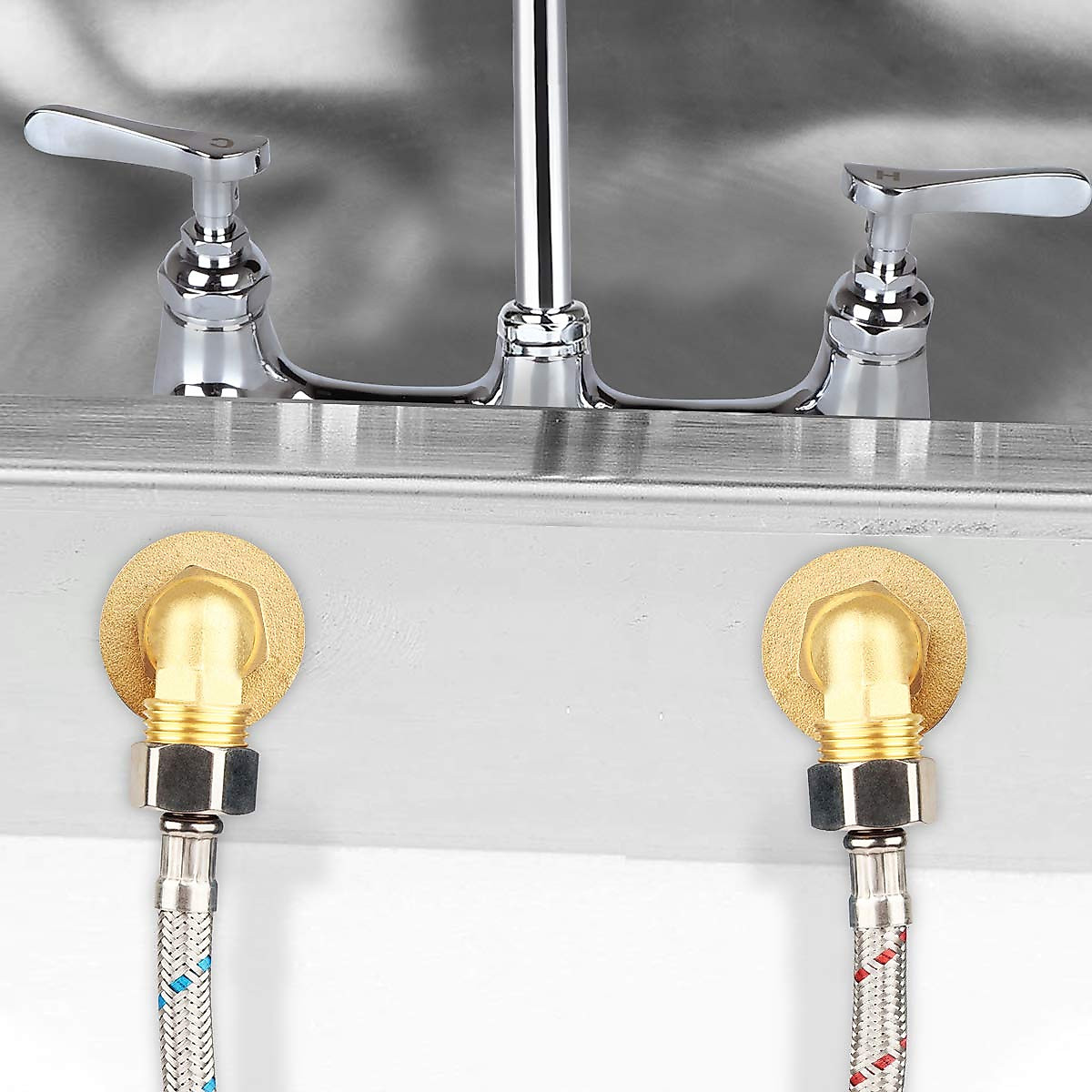 KWODE Commercial Faucet Installation Kit, Wall Mounting Installation Kit for Wall Mount Commercial Kitchen Sink Faucet Backsplash Mount Set on Stainless Compartment Prep & Utility Sink