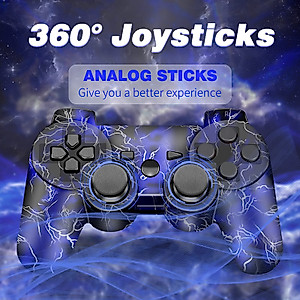 CFORWARD Wireless Controller, Game Controller Compatible for Play3 Controller, Wireless Bluetooth Gamepad with Charger Cable Thumb Grips