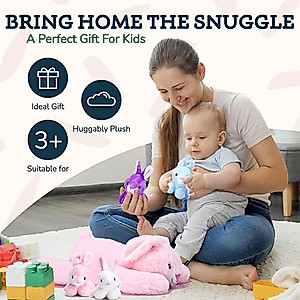 Snug A Babies Bunny Stuffed Animals with Babies Inside - Mommy and 4 Baby Rabbit Plushes for Imaginative Play - Soft Cuddly Companion for Kids - Stuffed Animals for Girls Ages 3 to 8 Years