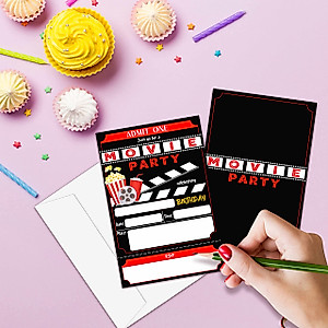 YQV Movie Night Birthday Invitations, 20-Count Birthday Party Invitations With Envelopes, Movie Ticket Style Birthday Party Decorations And Supplies-HBYQK-A15