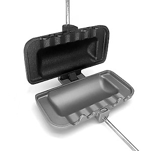 Giroayus Double-sided Sandwich Baking Pan Baking Pan Outdoor Double Sided Frying Pan Sandwich Double Sided Nonstick Frying Pan With Removable Handle Aluminum Flip Top Pan (Silver)