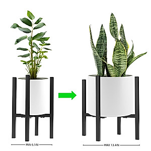 2-Pack Adjustable Indoor Outdoor Plant Stand - Black Heavy Duty Metal Plant Holder,Mid Century Flower Stand Fits 6- To 11.8-inch Plant Pots,Floor Planter Stands That Can Hold Over 150 lbs,Anti-rust