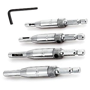 Self Centering Drill Bit Set, 4 PCS HSS Self-Centering Hinge Tapper Core Drill Bit Set, Woodworking Tools and Accessories 5/64", 7/64", 9/64", 11/64"