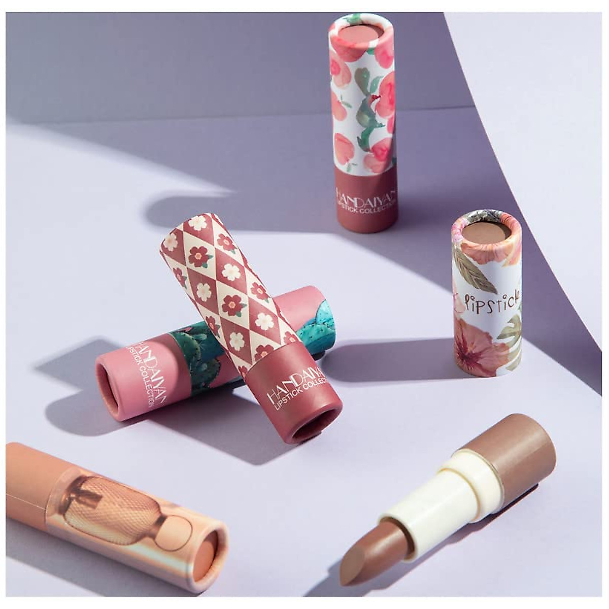 AKARY Matte Nude Lipstick, Bold & Intense Nudes Paper Tube Lipsticks Smooth Velvety Lip Gloss, Long Lasting Lip Stick Non-Stick Cup Not Fade Nude Lip Stick, Senior Matte Lip Makeup Gifts for Women and Girls