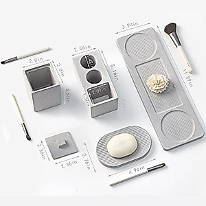 Bathroom Accessory Set Grey, Toothbrush Holder Set Diatomite, Bathroom Accessories Countertop Complete with Electric Toothbrush Holders, Soap Dish Set