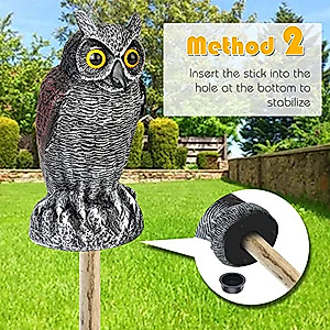 3-Pack Owl Decoys for Bird Deterrent - Weatherproof Bird Repellent Devices for Outdoor Use - Plastic Owls to Scare Birds Away and Control Garden Pests